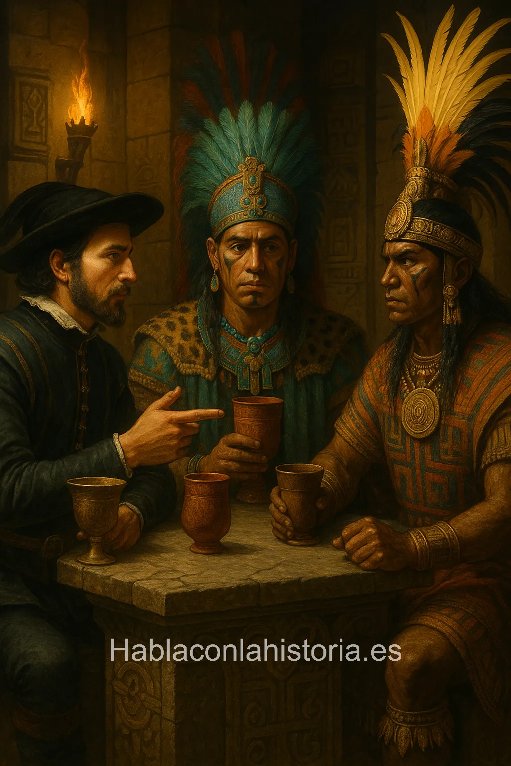 Hernán Cortés, Moctezuma II y Atahualpa - Hablaconlahistoria.es