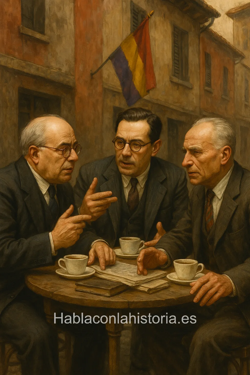 Manuel Azaña, Juan Negrín y Largo Caballero - Hablaconlahistoria.es