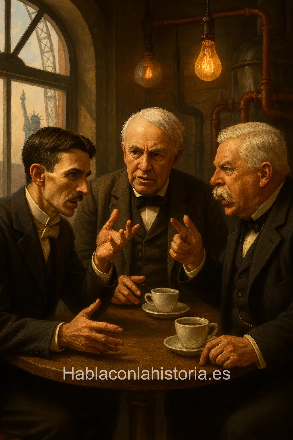Nikola Tesla, Thomas Edison y George Westinghouse - Hablaconlahistoria.es