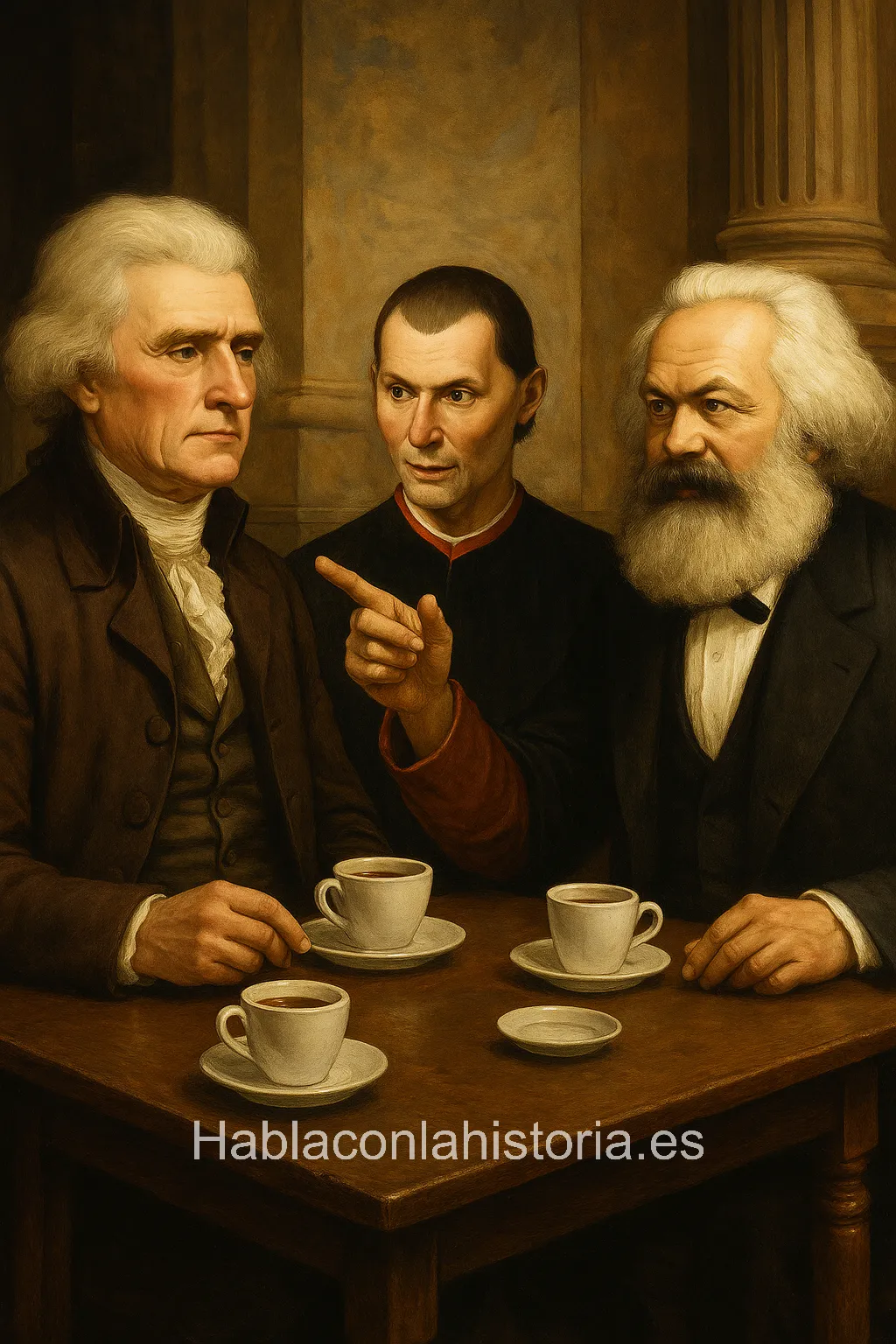 Debate con IA entre Jefferson, Maquiavelo o Marx: Líderes y Filosofías