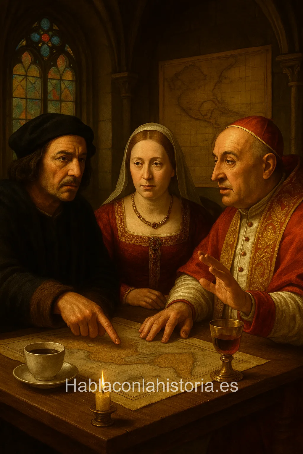 Cristobal Colón, Isabel La Católica y el Papa Alejandro VI ...